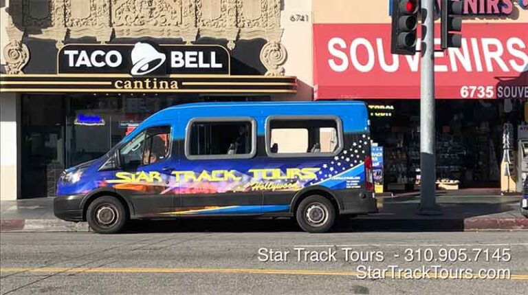 Bright Blue Hollywood Tour Buses – StarTrackTours